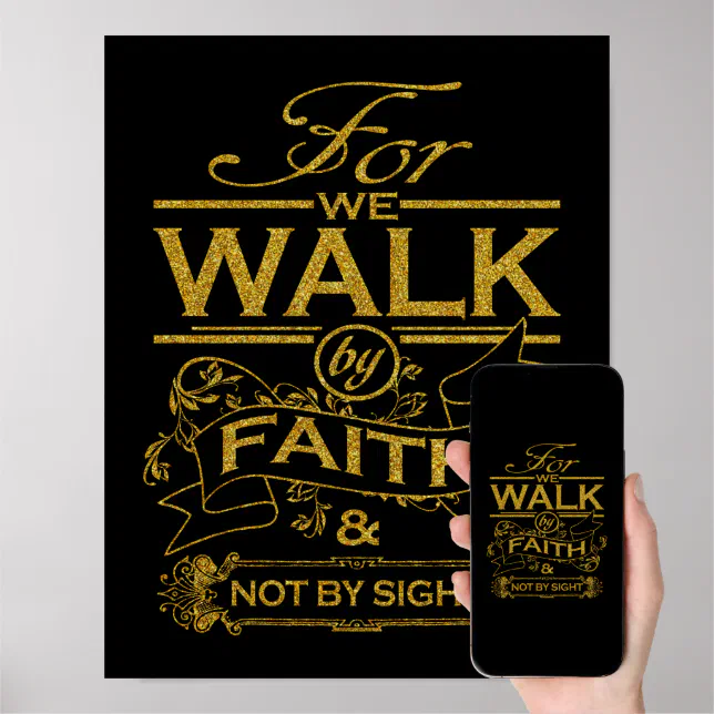 Christian We Walk by Faith Bible Verse Quote Poster | Zazzle