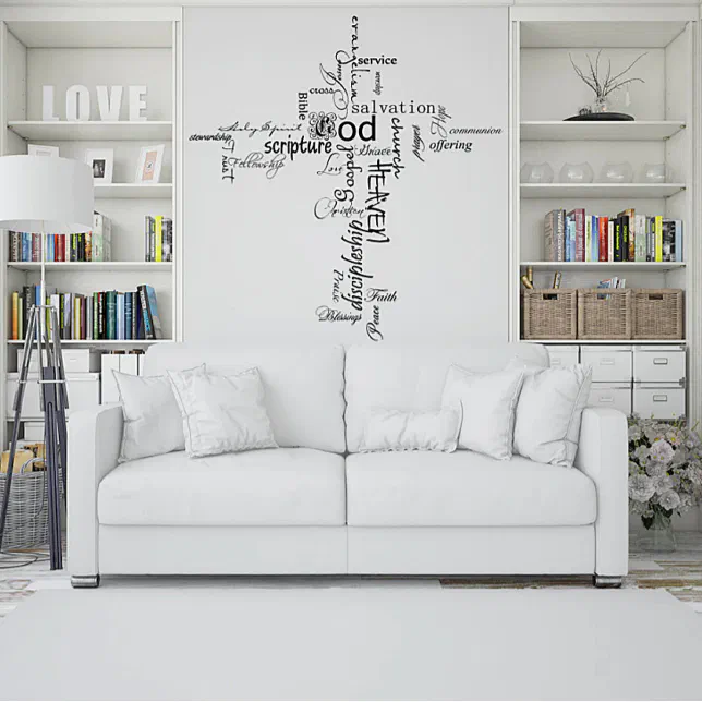 Christian words cross wall decal | Zazzle