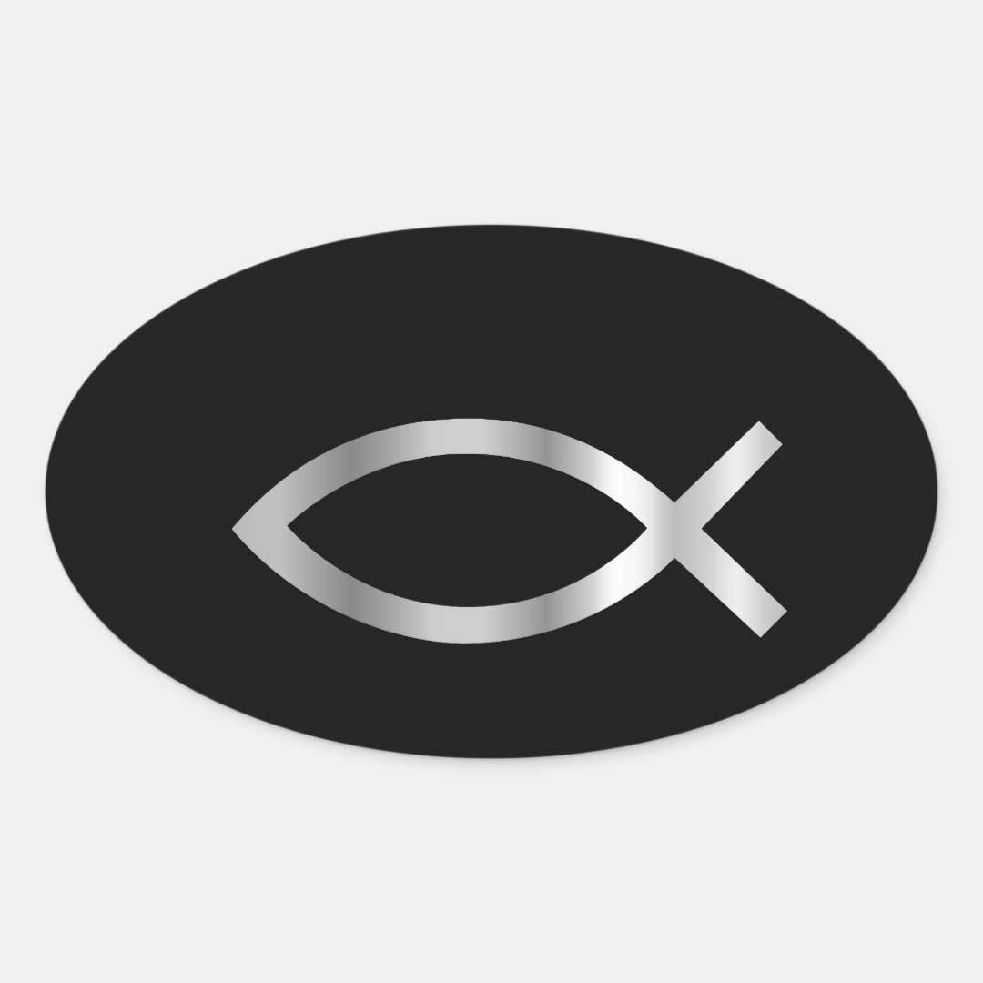Christianity Ichthys fish Oval Sticker | Zazzle