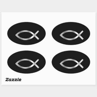 Christianity Ichthys fish Oval Sticker | Zazzle