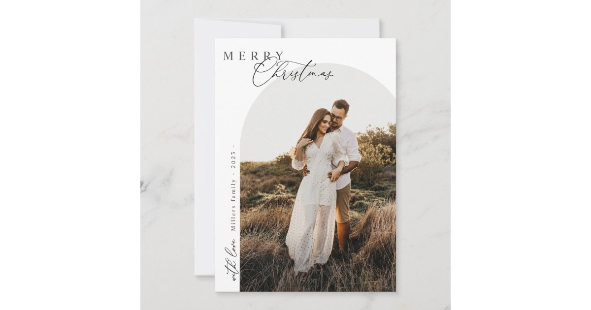 Christmas 1 photo Arch watercolor botanical Holida Holiday Card | Zazzle