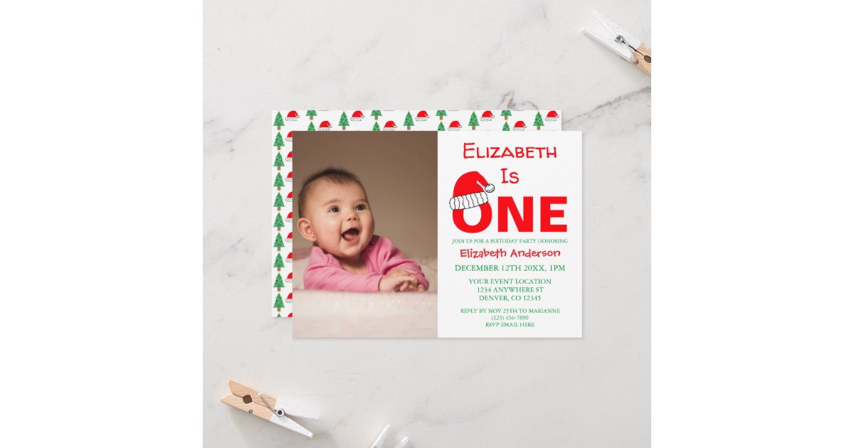 Christmas 1st Birthday Invitation | Zazzle