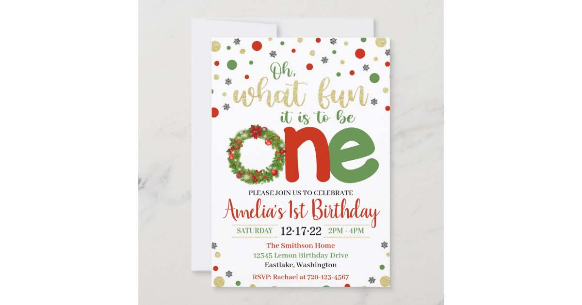 Christmas 1st Birthday Invitation | Zazzle