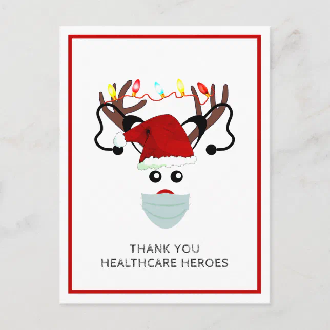 Christmas 2020 Thank You Healthcare Heroes Holiday Postcard | Zazzle