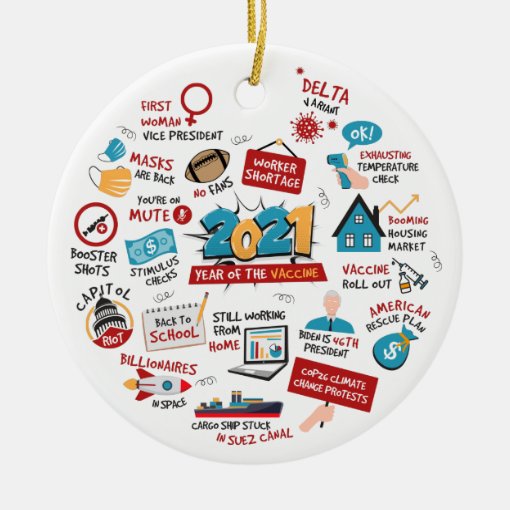 Christmas 2021 COVID Pandemic Vaccine Year Ceramic Ornament | Zazzle