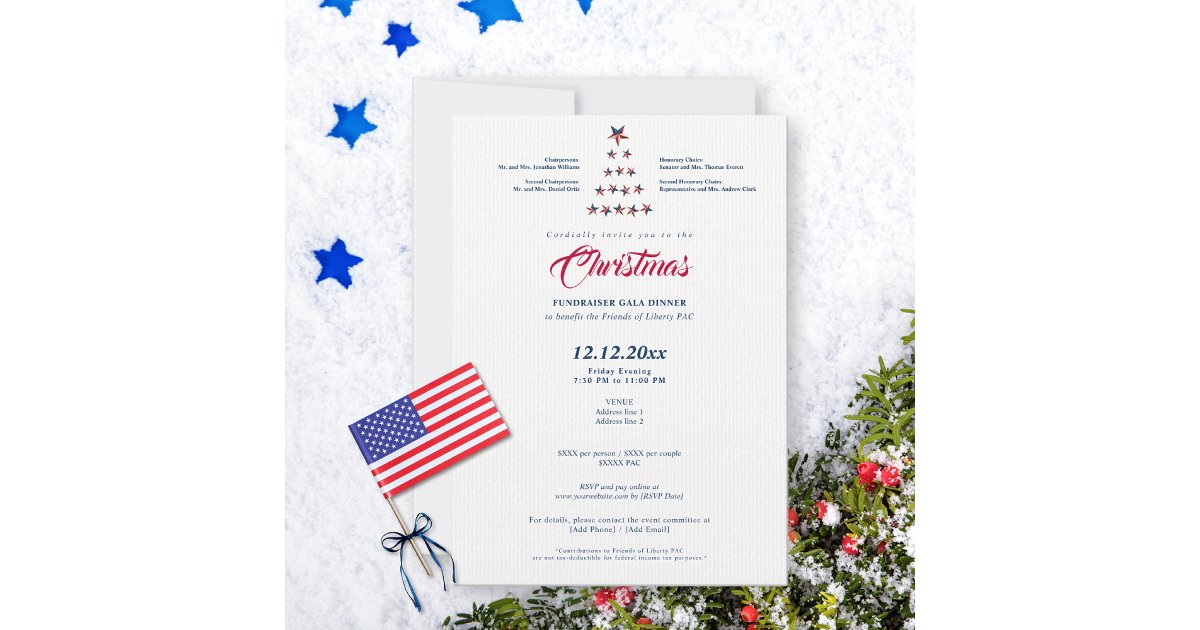 Christmas 2026 Political Fundraiser Gala Dinner Invitation | Zazzle