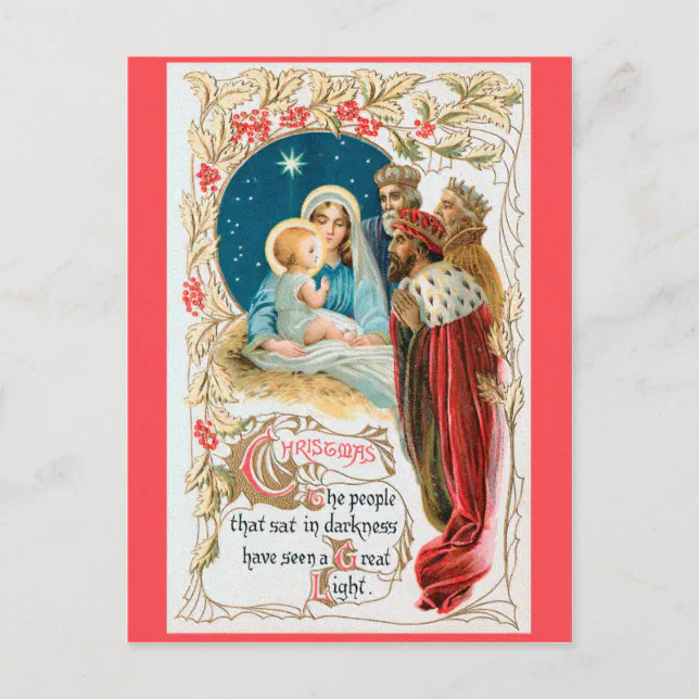 CHRISTMAS 3 kings adore Jesus Postcard | Zazzle