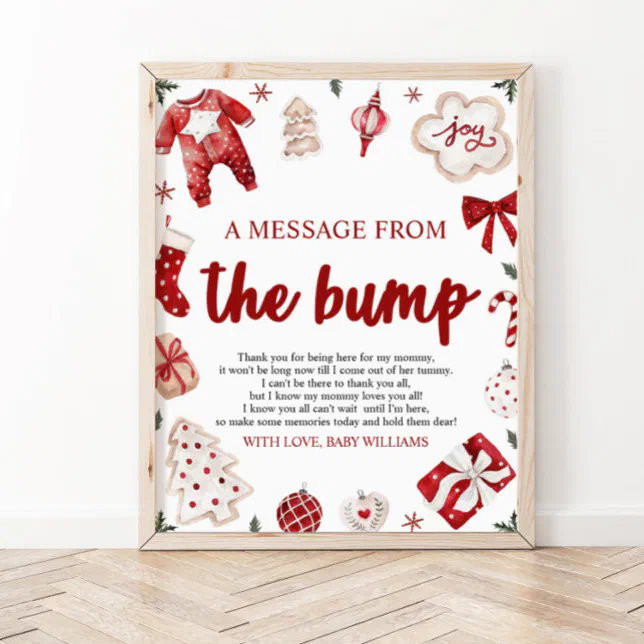 Christmas A Message From The Bump Baby Shower Sign | Zazzle