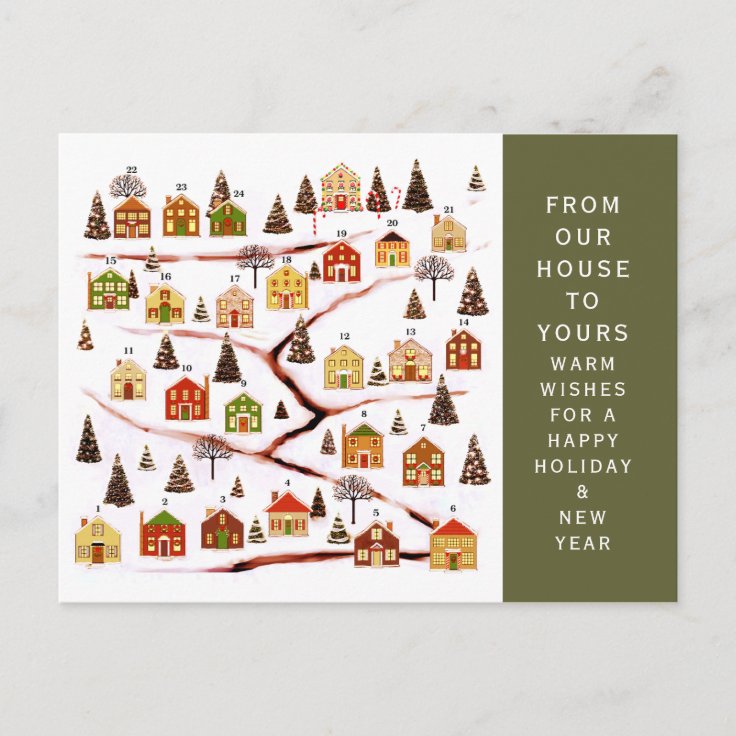 Christmas Advent calendar Holiday Postcard | Zazzle