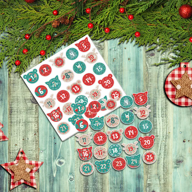 Christmas Advent Numbers Sticker | Zazzle