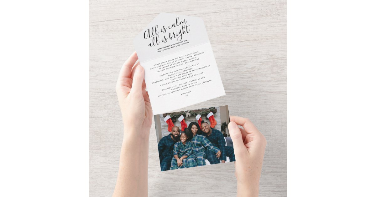 Christmas All Is Calm Personalized Holiday Card | Zazzle