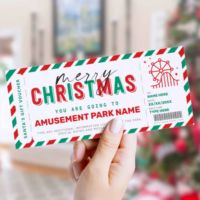 Christmas Amusement Park Theme Park Ticket Gift | Zazzle