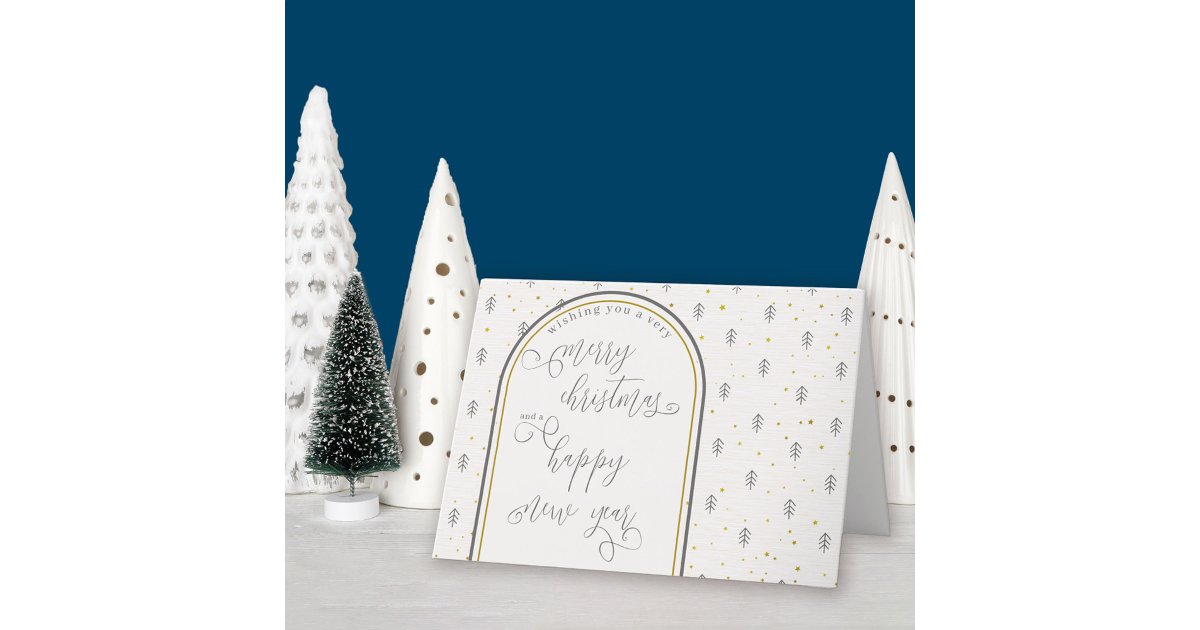 Christmas and New Year Calligraphy and Nordic Pine Holiday Card | Zazzle