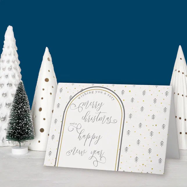 Christmas and New Year Calligraphy and Nordic Pine Holiday Card | Zazzle