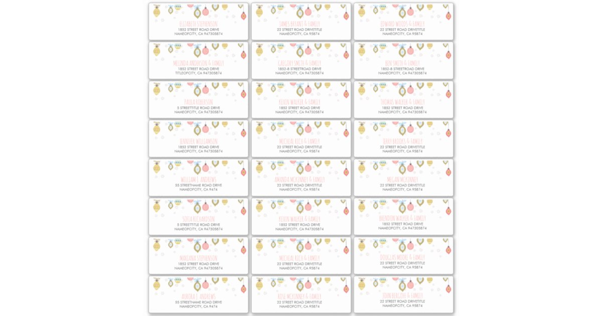 Christmas and New Year Guest Names Address Labels | Zazzle