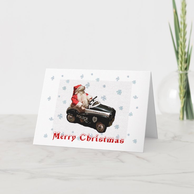 Christmas and Santa Police Car Card | Zazzle