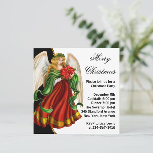Christmas Angel Christmas Party Invitation | Zazzle