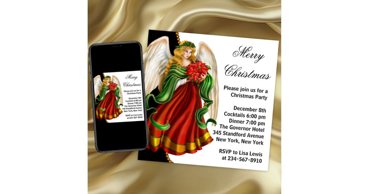 Christmas Angel Christmas Party Invitation | Zazzle