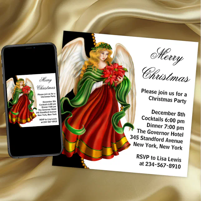 Christmas Angel Christmas Party Invitation | Zazzle
