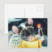 Christmas Angel Mouse and Candle Watercolor Art Postcard | Zazzle