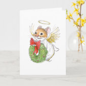Christmas Angel Mouse with wreath Card | Zazzle