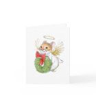 Christmas Angel Mouse with wreath Card | Zazzle