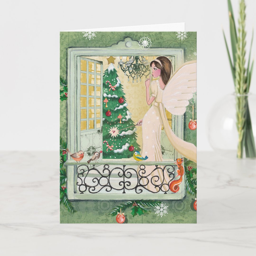 Christmas Angel Tree | Christmas Greeting card | Zazzle