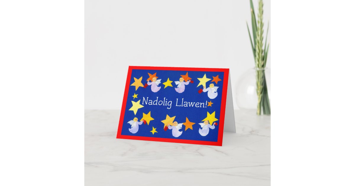 Christmas Angels Card, Welsh Greeting Holiday Card | Zazzle