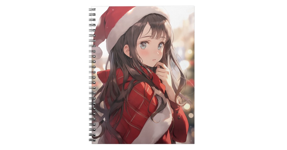 Christmas Anime Girl Notebook | Zazzle