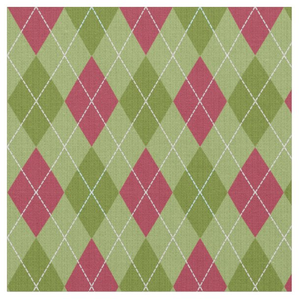 Christmas Argyle Fabric | Zazzle