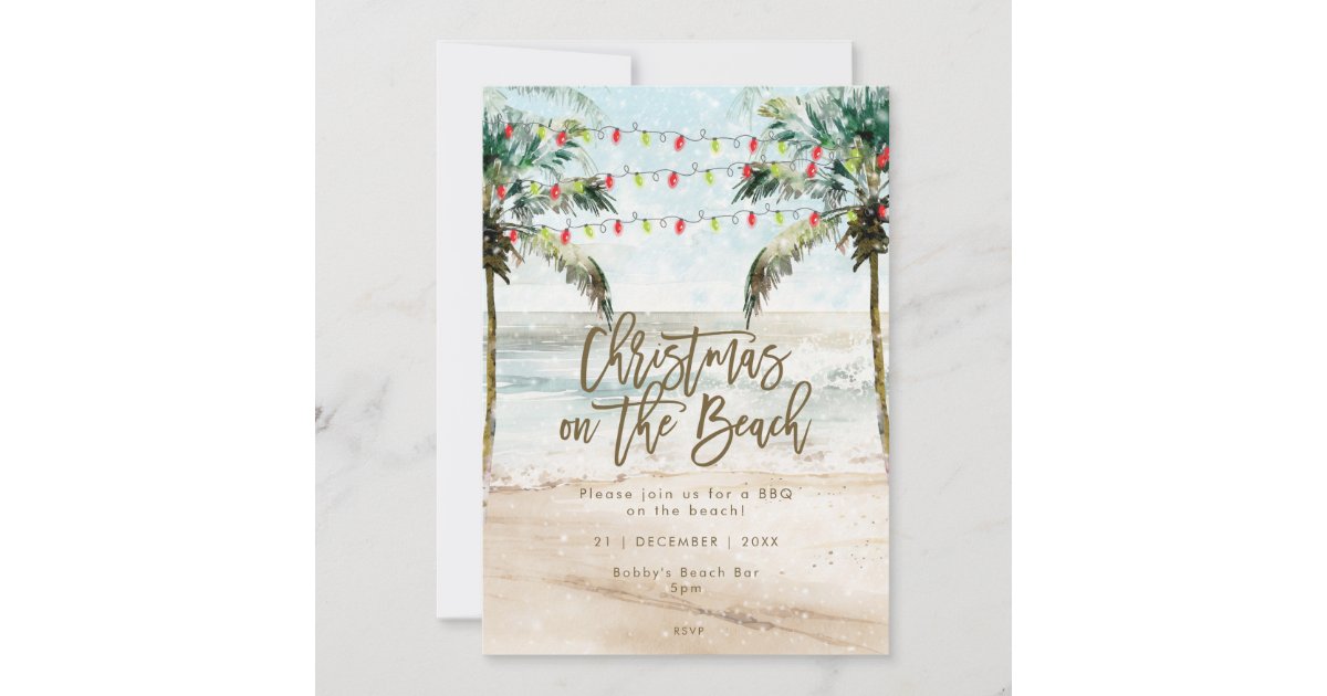 Christmas at the beach party invitation | Zazzle