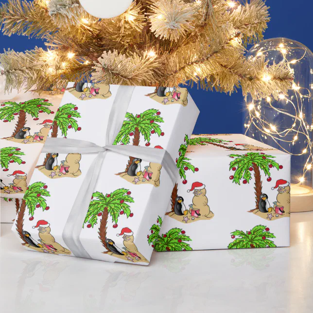 Christmas at the Beach Wrapping Paper | Zazzle