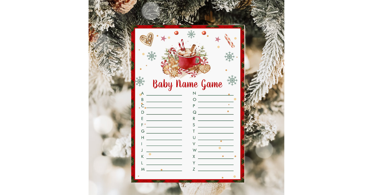 Christmas Baby Name Baby Shower Game Card | Zazzle Christmas Baby Name Baby Shower Game Card | Zazzle