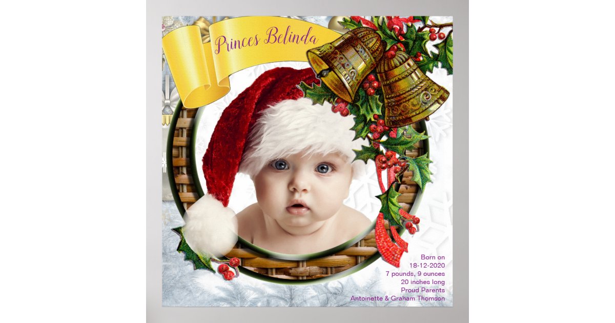 Christmas Baby Photo frame Poster | Zazzle