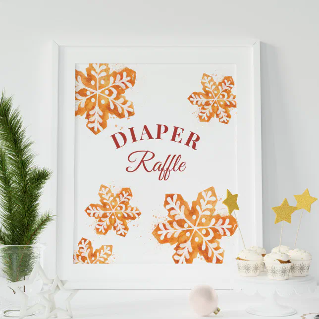 Christmas Baby Shower Diaper Raffle Sign | Zazzle