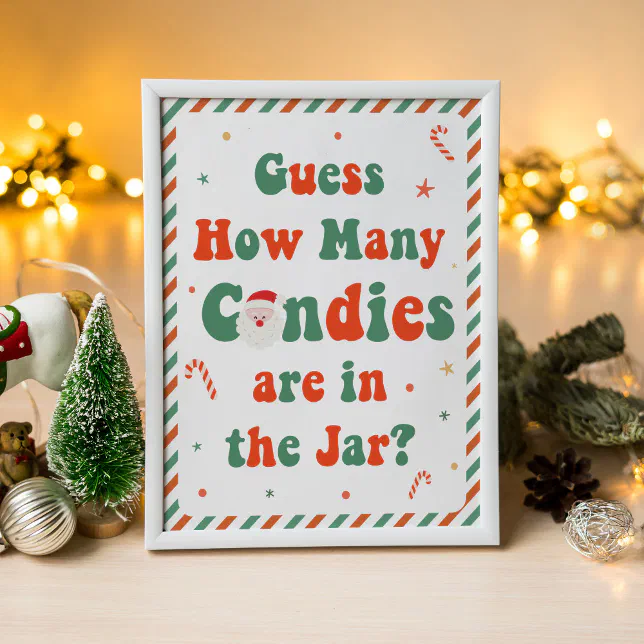 Christmas Baby Shower Guess How Many Candies Poster | Zazzle