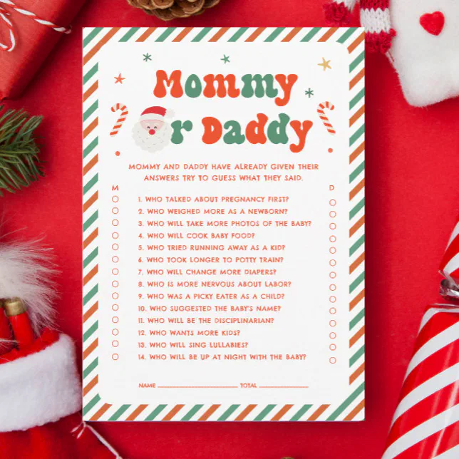 Christmas Baby Shower Guess Who Game Card | Zazzle