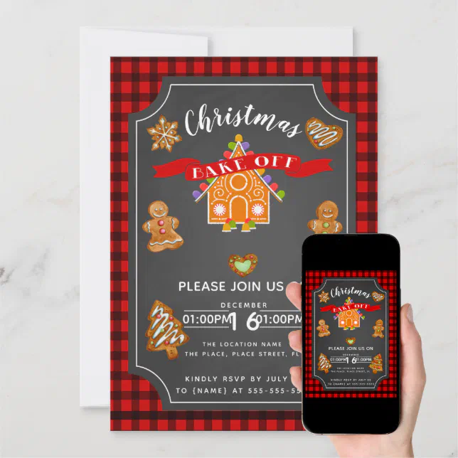 Christmas bake off fundraiser event cookie party invitation | Zazzle