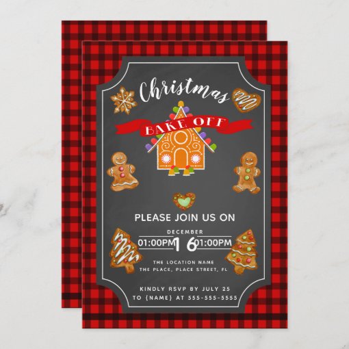 Christmas bake off fundraiser event cookie party invitation | Zazzle