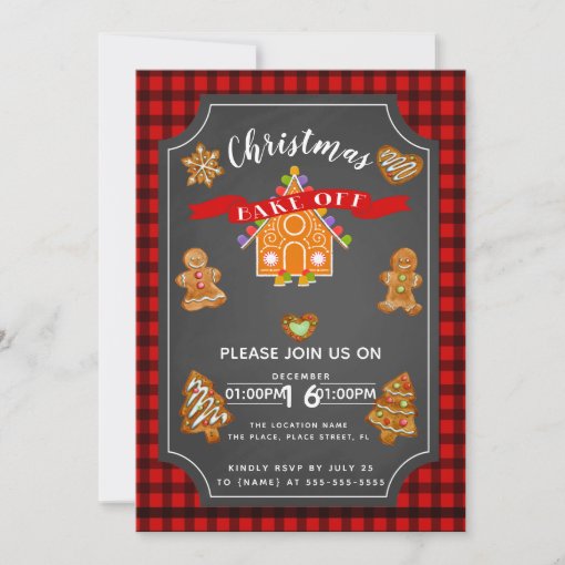 Christmas bake off fundraiser event cookie party invitation | Zazzle