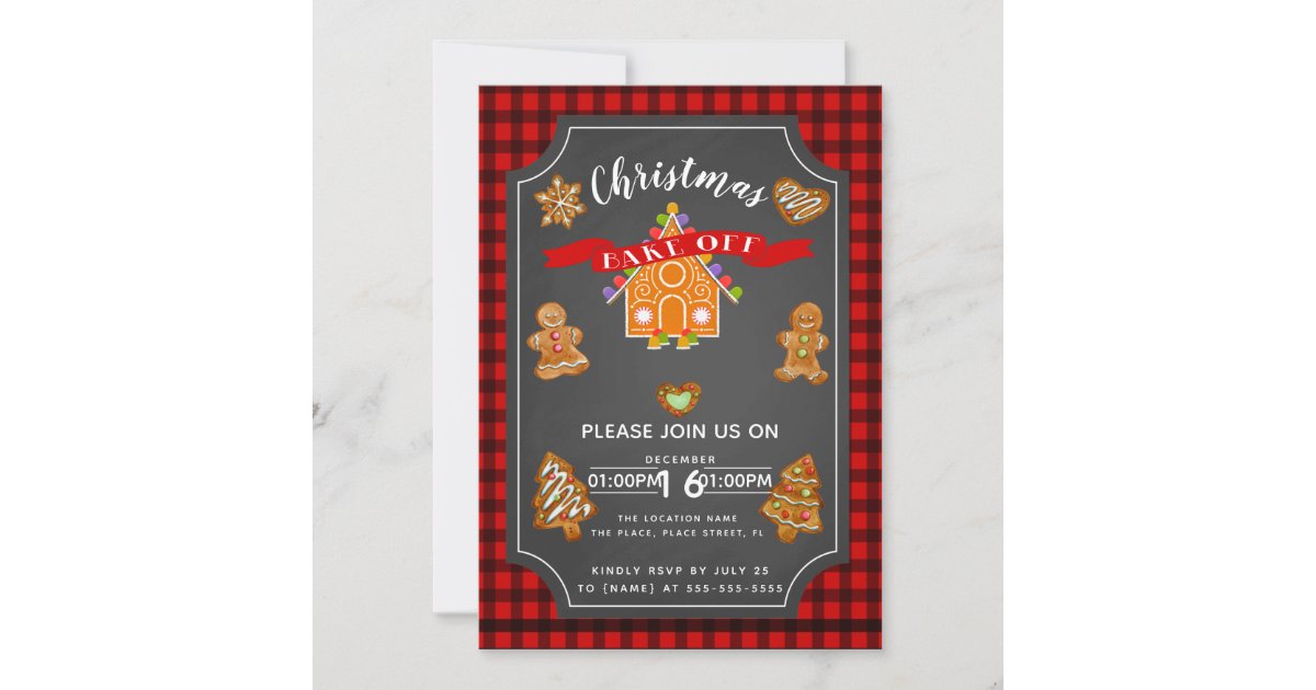 Christmas bake off fundraiser event cookie party invitation | Zazzle