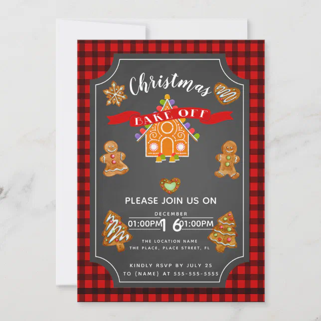 Christmas bake off fundraiser event cookie party invitation | Zazzle