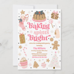 Christmas Baking Spirits Bright Cookie Decorating Invitation | Zazzle