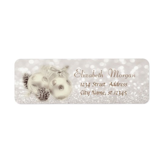 Christmas Balls ,Pinecone,Glittery Bokeh Label | Zazzle.com