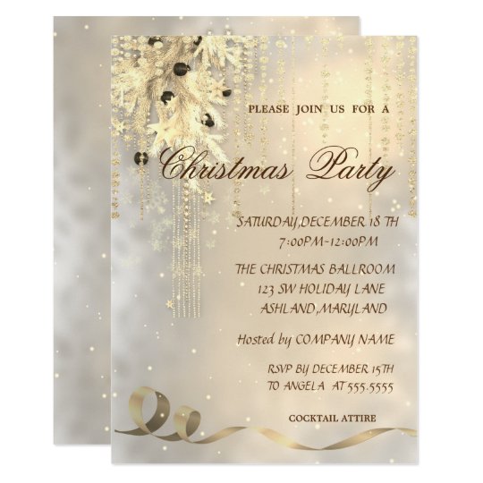 Christmas Balls,Snowflakes ,Corporated Party Invitation | Zazzle.com