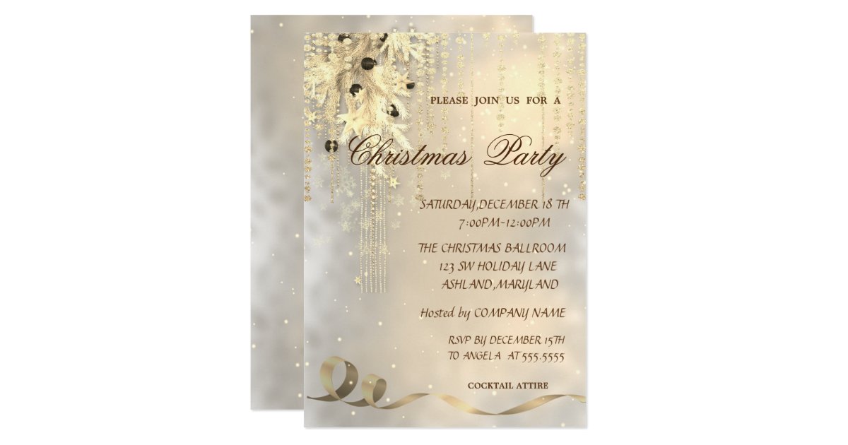 Christmas Balls,Snowflakes ,Corporated Party Invitation | Zazzle.com