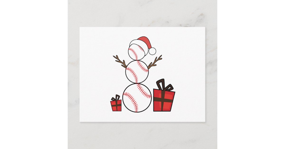 Christmas Baseball Snowman Funny Holiday Postcard | Zazzle