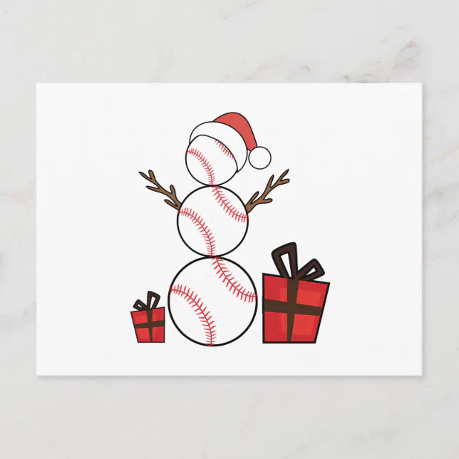 Christmas Baseball Snowman Funny Holiday Postcard | Zazzle