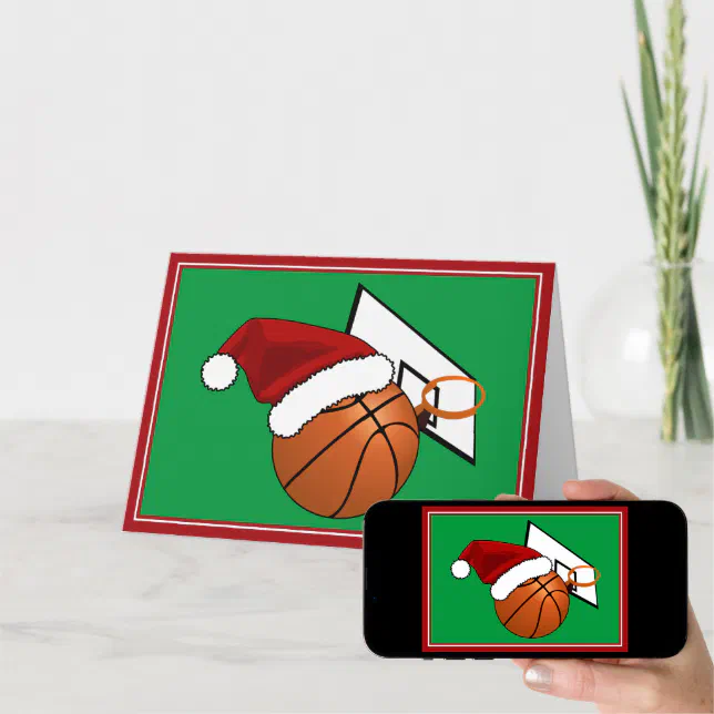 Christmas Basketball and Hoop Holiday Card | Zazzle