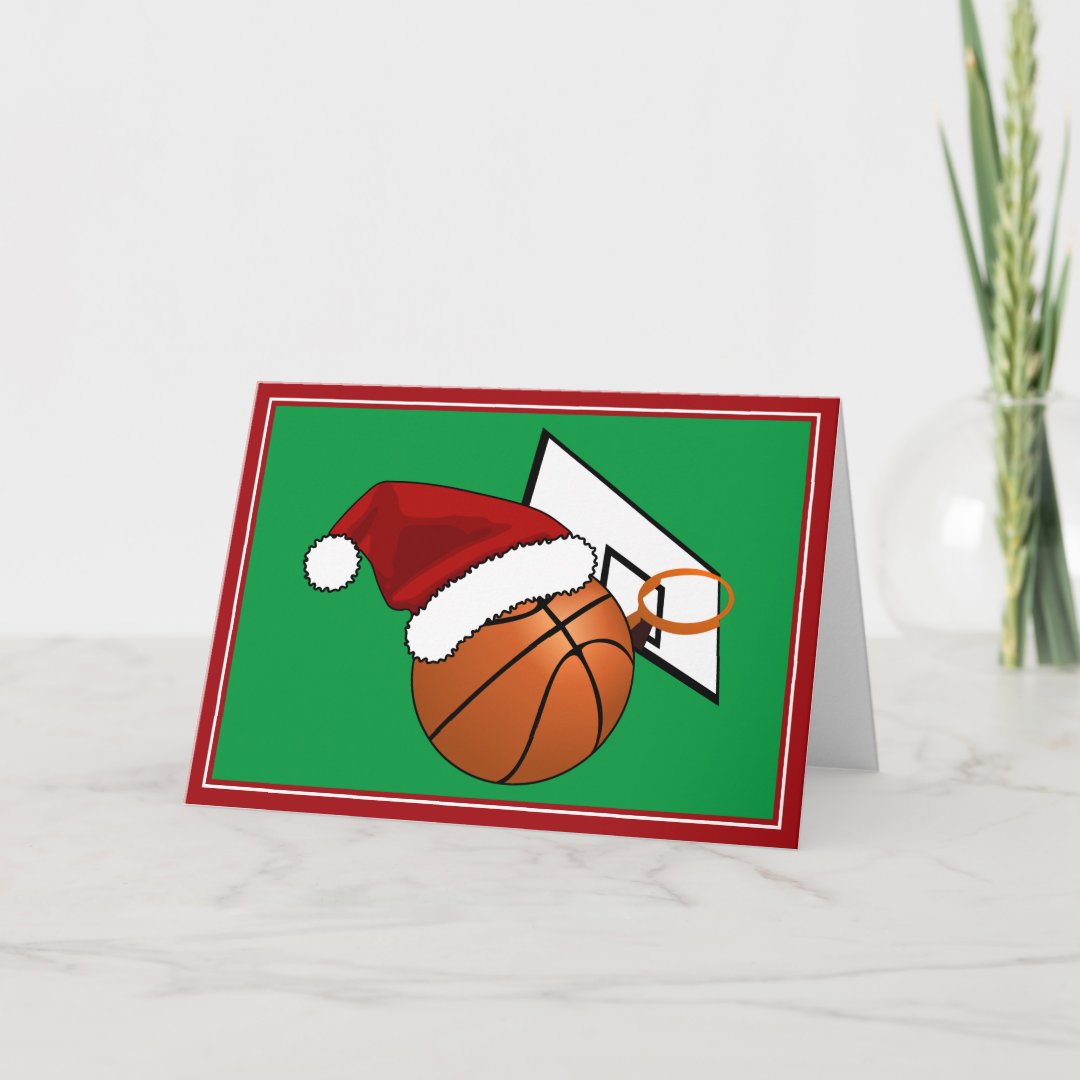 Christmas Basketball and Hoop Holiday Card | Zazzle